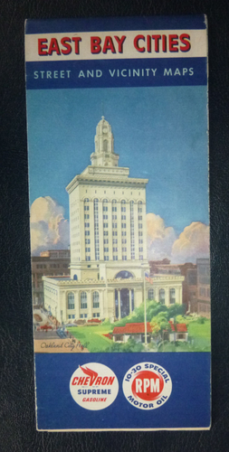 1954 East Bay Cities California street road map Chevron oil gas ...