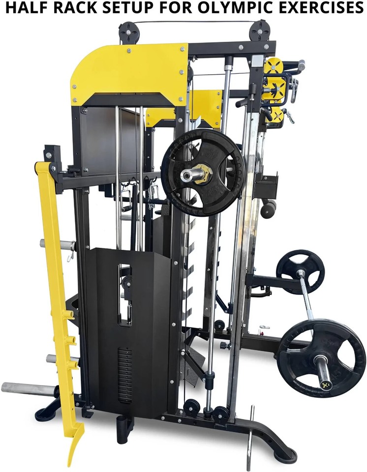 French Fitness FSR90 Functional Trainer Smith & Squat Rack Machine (New ...