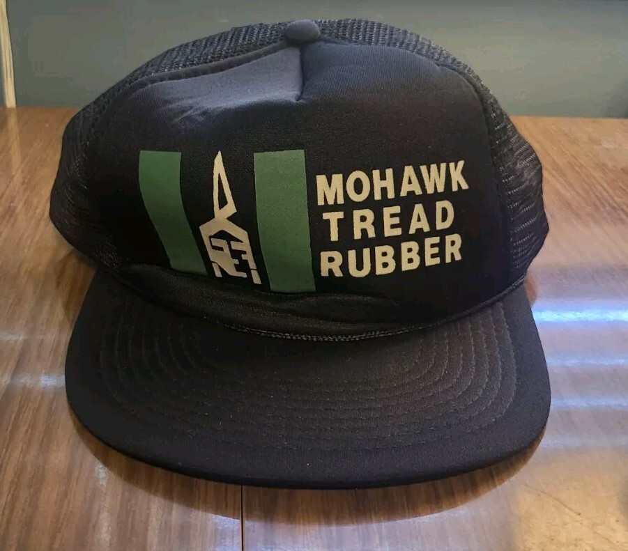 Vintage Mohawk Tread Rubber Black Mesh Trucker Hat Sn… - Gem
