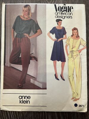 UNCUT vintage Vogue American 2671 Anne Klein Dress Jumpsuit Size 6 Bust ...