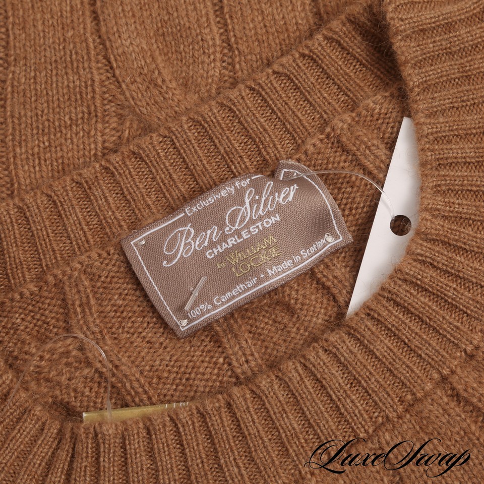 NWT William Lockie x Ben Silver Scotland 100% Camel Brown Cabled ...