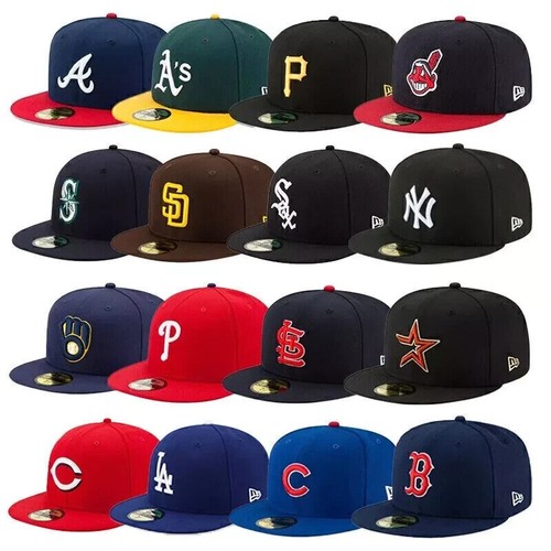 MLB Fitted Hat Solid Color Era Baseball Cap 59FIFTY Basic Stitched Men ...