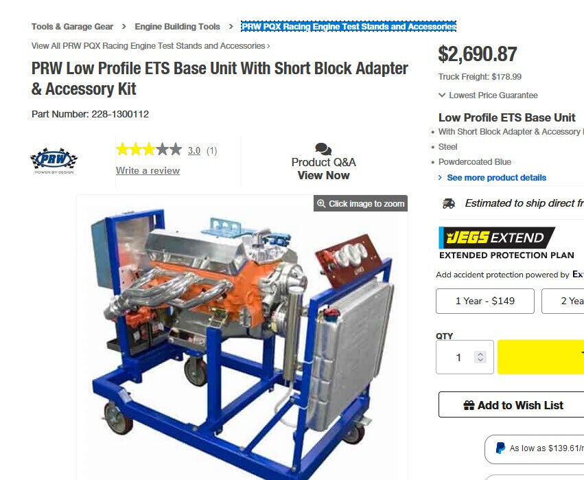 RACING DIESEL MARINE INBOARD RUNNING TEST ENGINE STAND MOUNT PRW PQX ...