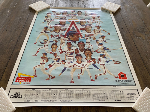 1980 California Angels Baseball Schedule Poster In N Out Burger | eBay