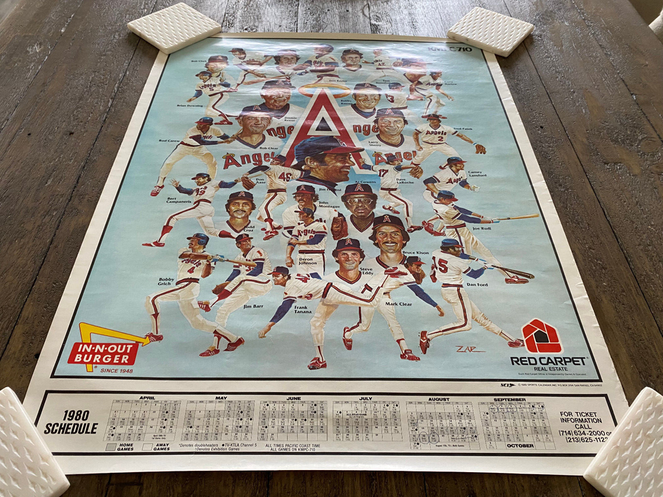 1980 California Angels Baseball Schedule Poster In N Out Burger | eBay