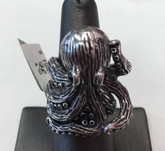 OCTOPUS STERLING SILVER Huge Heavy 3D Design Expandable RING 22.7gr | eBay
