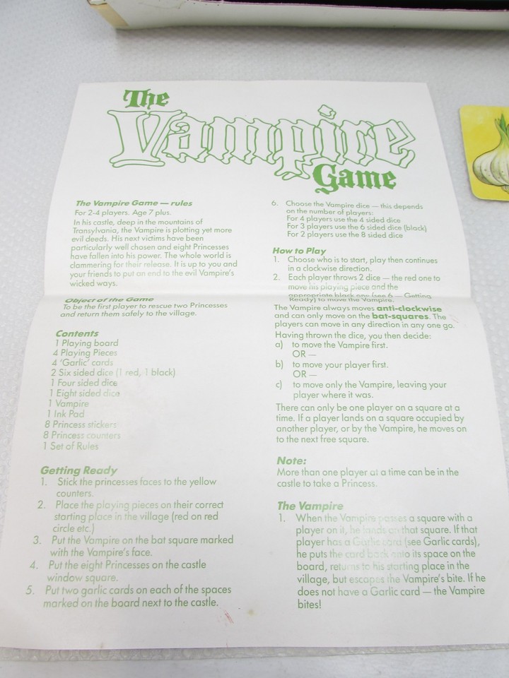 Waddingtons Vampire Game Complete Vintage 1980s MA14 | eBay UK