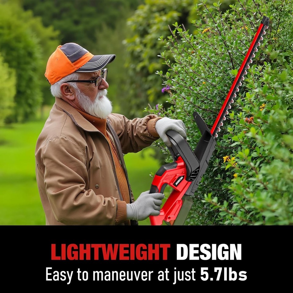 22‘’ Electric Hedge Trimmer, 1400SPM Brushless Bush Trimmers, Compact ...