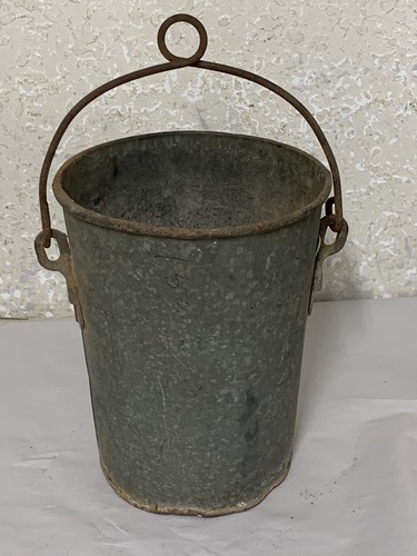 ANTIQUE LOOP HANDLE GALVANIZED METAL WELL BUCKET FARMHOUSE BARN FIND ...