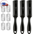3 Pieces Razor Comb with 10 Pieces Razors, Hair Cutter Comb Cutting ...