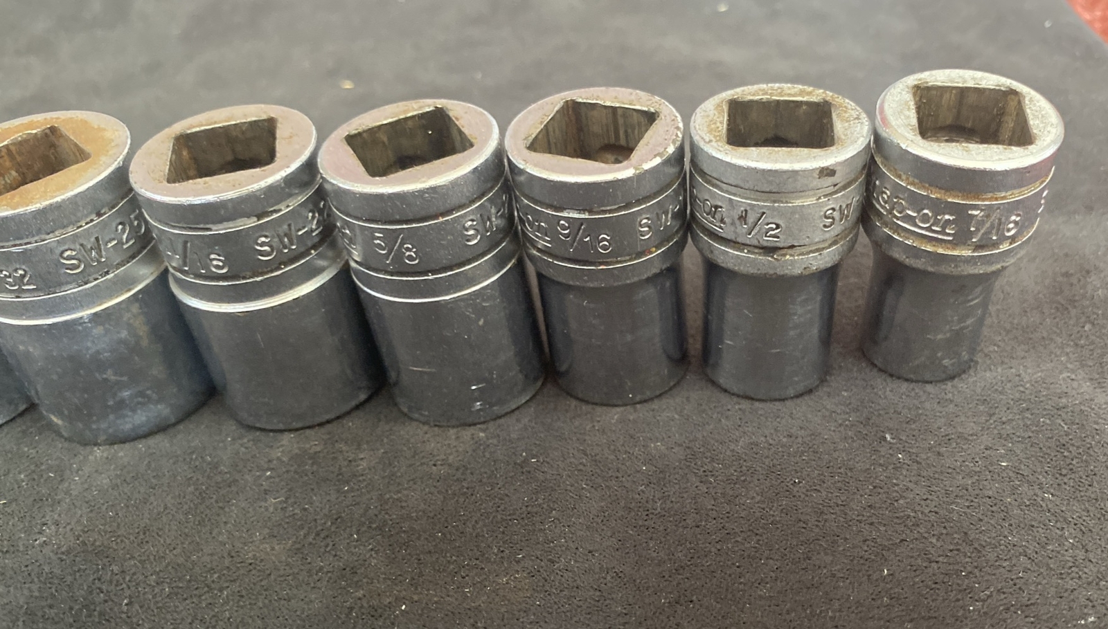 Vintage 14pc. SNAP ON socket set 1/2”drive - 12 point SAE 7/16” to 1-1/ ...