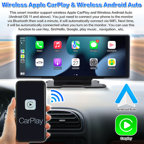 10.26" Dash cam Carplay Android Auto 1080P Backup Camera for Truck ...