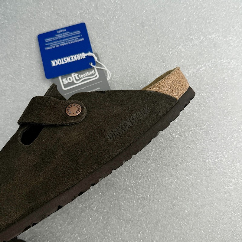 Birkenstock Boston Mocha Suede Leather Soft Footbed Unisex Clog Shoes ...