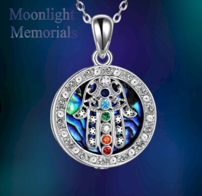 New Hamsa Hand Crystal Cremation Urn Ashes Memorial Necklace | eBay