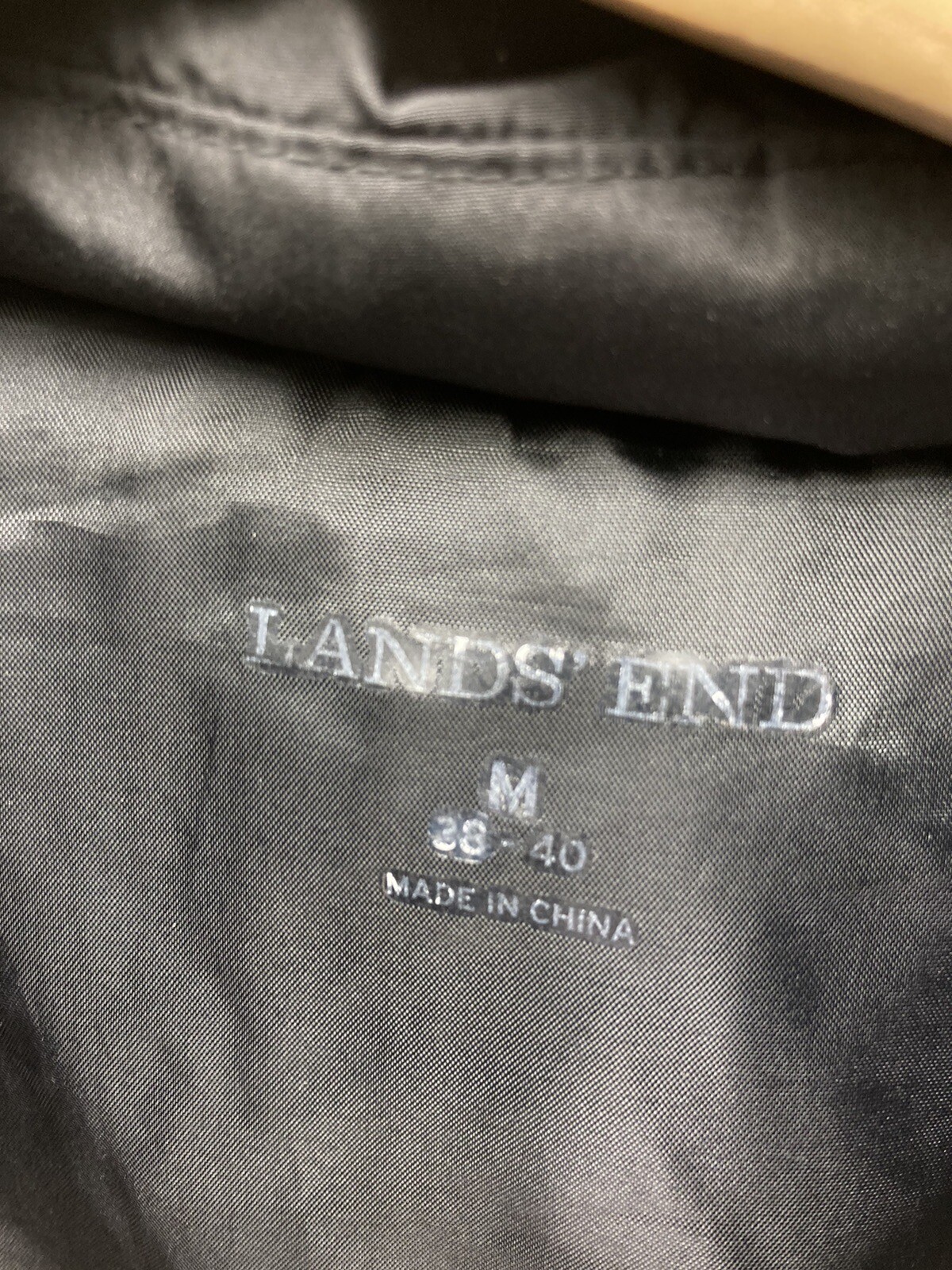 Lands End Down Blend Puffer Jacket Men Size Medium Black Full Zip Long ...
