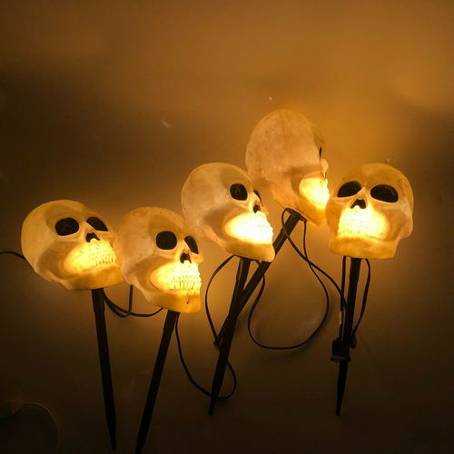 Spirit of Halloween 5 Skull Heads Lawn Stakes Lighted Skeleton Head | eBay