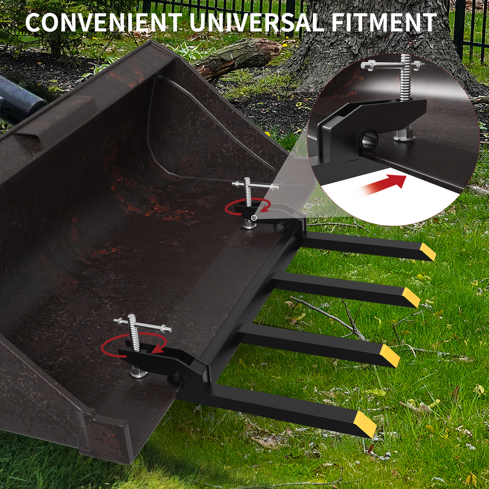 42" Clamp on Heavy Debris Fork for Tractor Skid Steer Buckets Universal ...