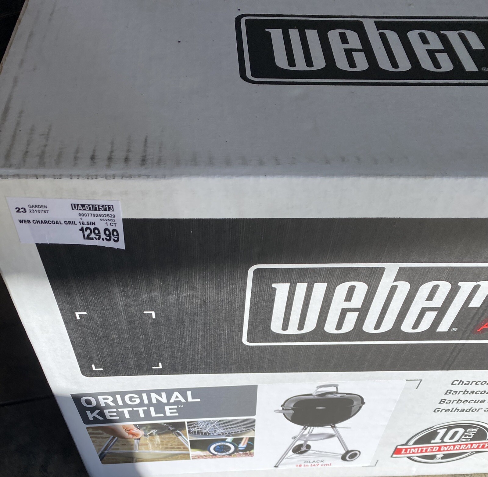 Weber 441001 18.5 in. One-Touch Silver Kettle Charcoal Grill - Black ...