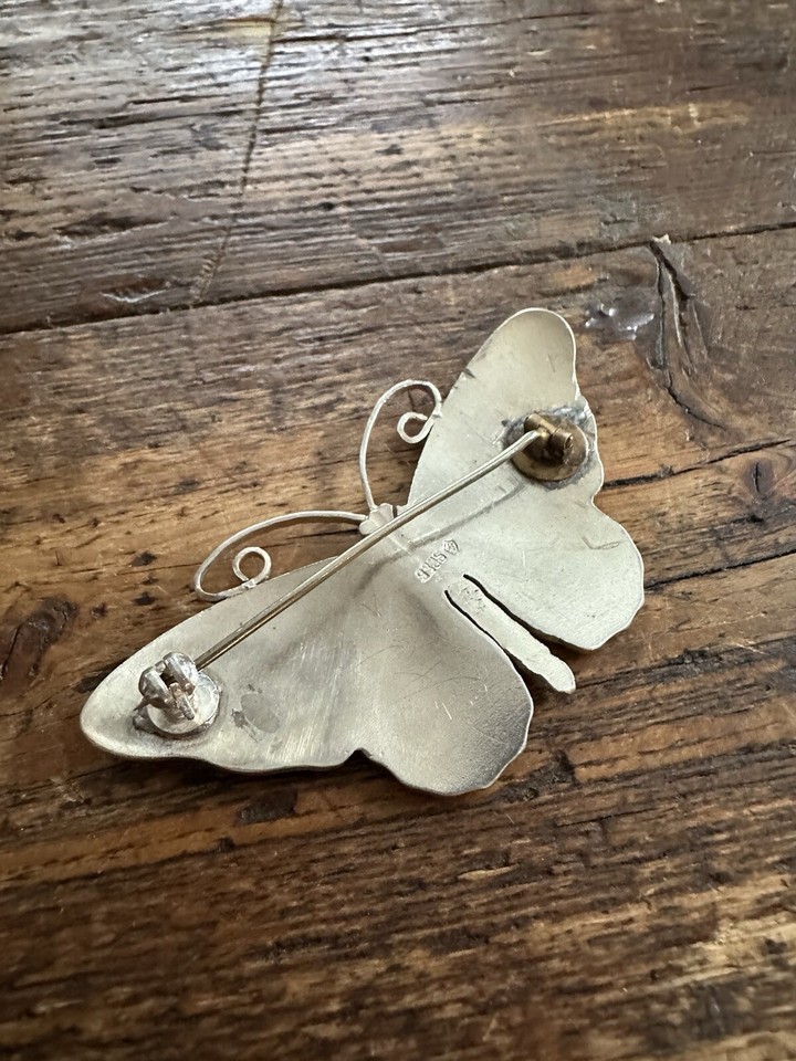 Antique Clement Berg Silver Enamel butterfly Brooch Norway Norwegian ...