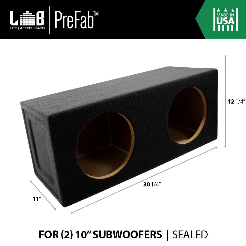 1.50 ft³ Dual Sealed MDF Sub Woofer Enclosure for 10" Car Audio ...