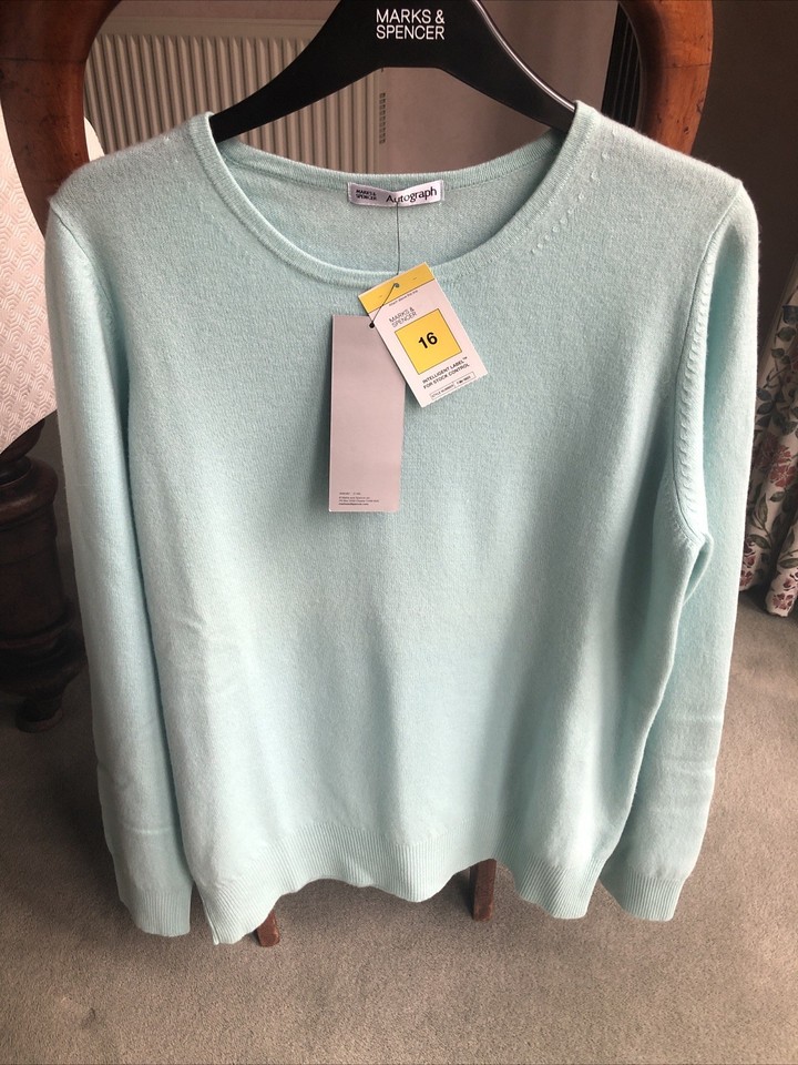 M&S Autograph Ladies 100% Cashmere Round Neck Jumper Size 16 Pale ...