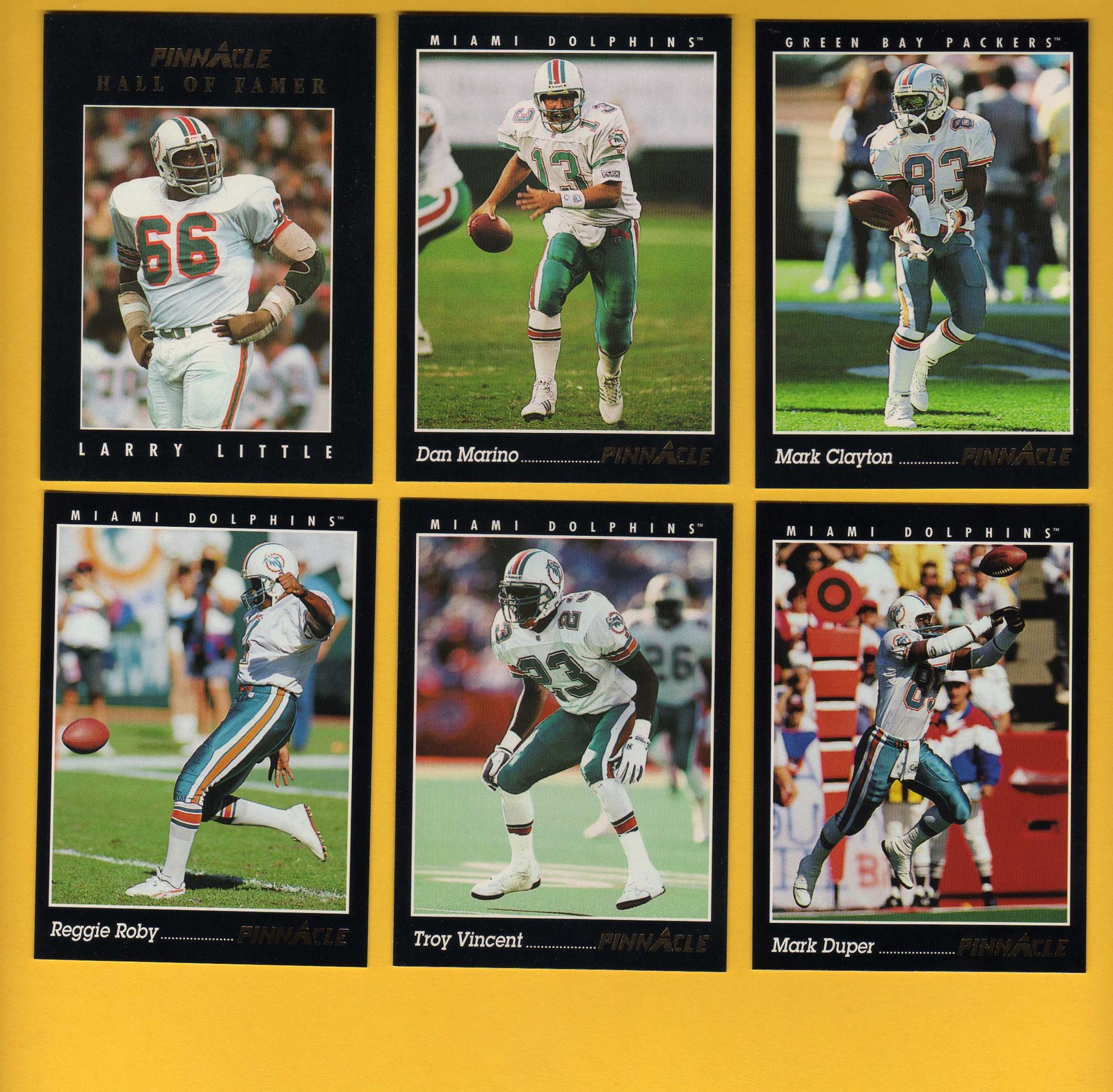 1993 Pinnacle Miami Dolphins Set DAN MARINO MARK CLAYTON REGGIE ROBY ...