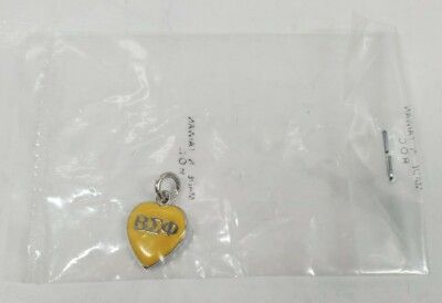 2000 Beta Sigma Phi Sorority Heart Charm Enamel Yellow Silver Tone ...