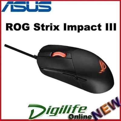 Asus ROG Strix Impact III Wired USB Optical Gaming Mouse -5 ...