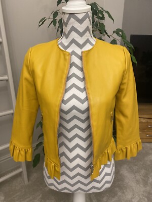 Zara yellow crop jacket size 6 xs | eBay UK