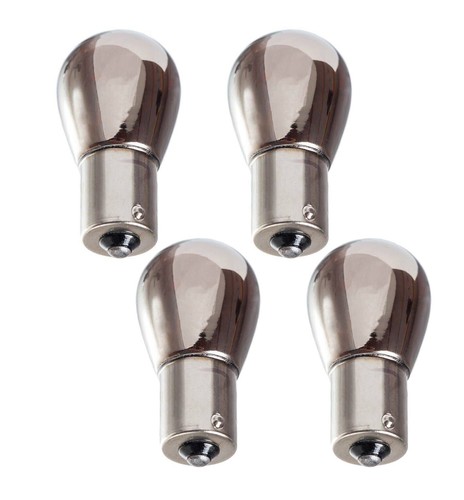 4 x Silver Chrome 382 1156 Ba15S P21W Flash Amber Yellow Orange ...