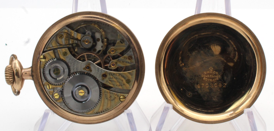 Illinois Double Roller Time King 16s 14s 19J Pocket Watches Lot of 2 PW ...