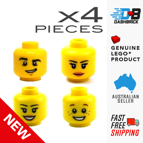 Genuine LEGO® - Minifigure Head Pack - 4 x Brand New - Men, Woman, Boy ...