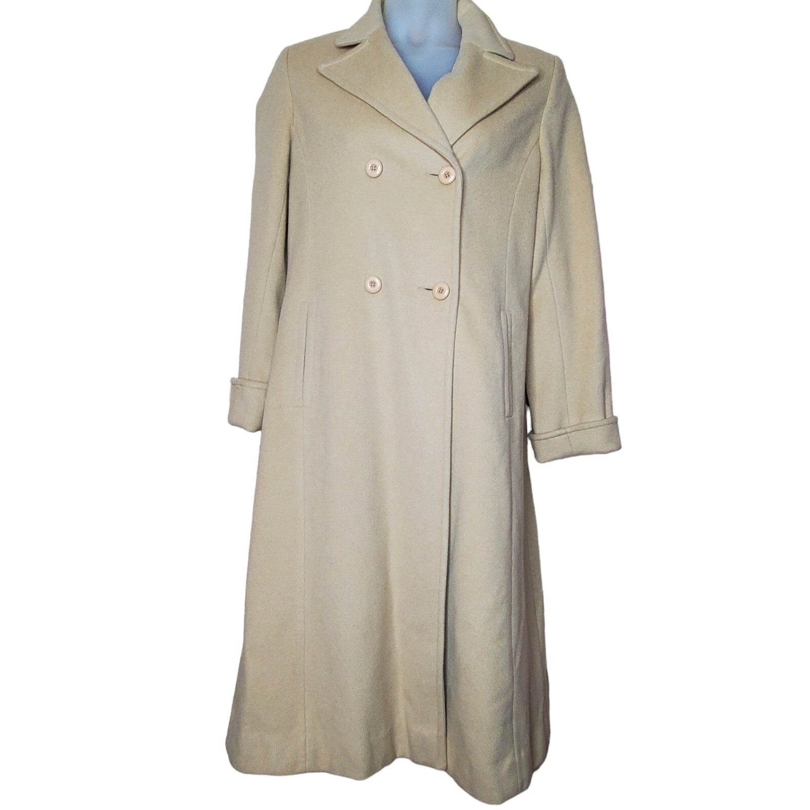 100% Cashmere Full Length Coat Camel Brown Size 12 Vi… - Gem
