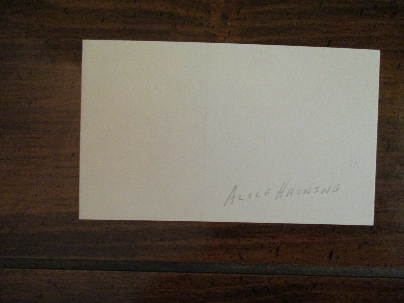 ALICE HAINING(All My Children/As The World Turns)Signed 3 x 5 Index ...