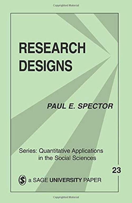 Research Designs Paperback Paul E. Spector 9780803917095 | eBay