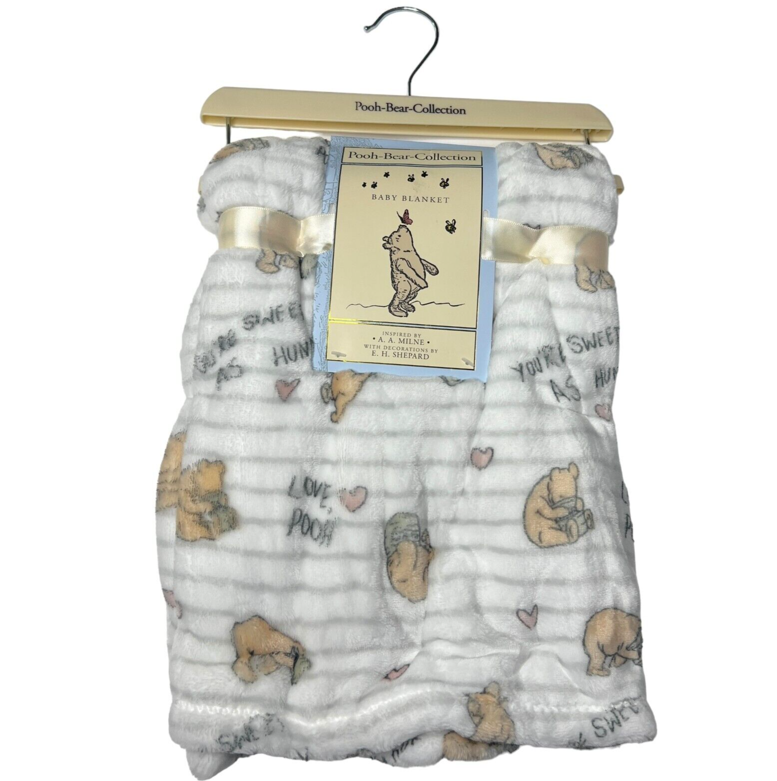 NEW Winnie the Pooh Bear Collection Disney Plush Baby Blanket Sweet As ...