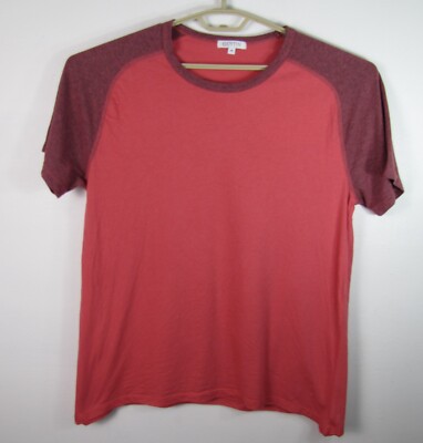Gustin Size Medium Two Tone Red Cotton Short Raglan Sleeve Crew Neck ...