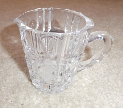 Antique Cut Glass Creamer Etched Diamond Design 3 1/2" Tall | eBay