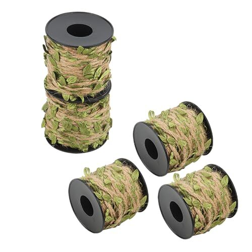10 Rolls 33Ft Burlap Leaf Ribbon, 5mm Greenery Jute Twine with Green ...