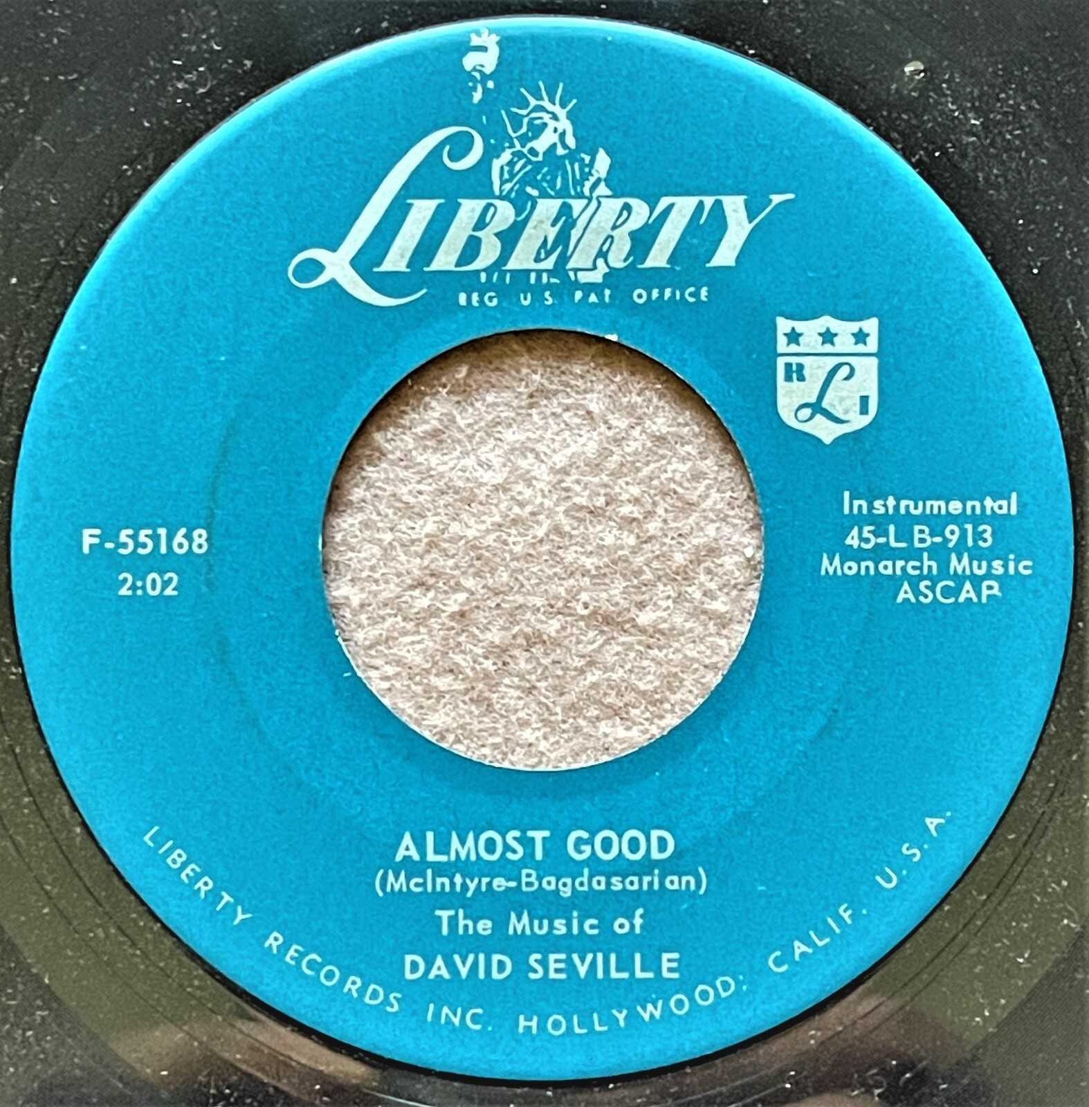 The Chipmunk Song / Almost Good: The Chipmunks: Liberty # F-55168 ...