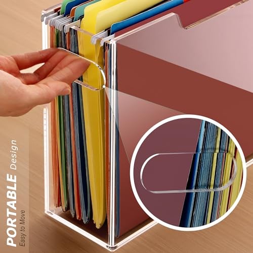 Acrylic File Folder Organizer, Clear Hanging File Organizer Box for ...