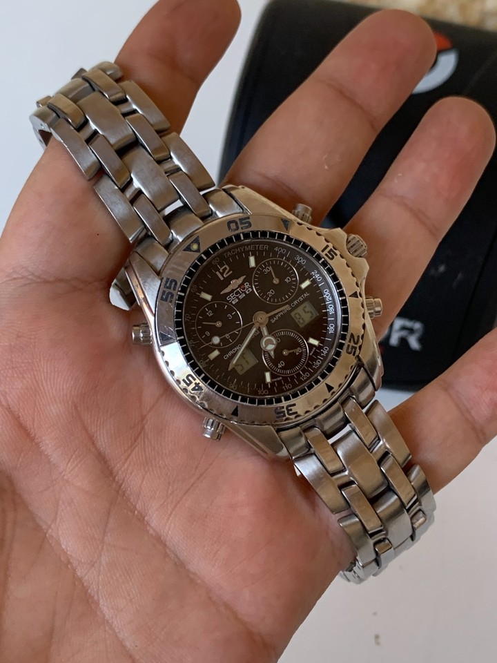 Authentic Sector 650 No Limits Chronograph Watch SS Black Dial Swiss ...
