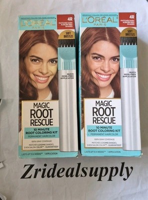 L'OREAL Magic Root Rescue 10 Minute Root Coloring Kit 4R Dark Auburn ...