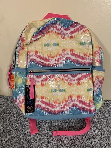 Wonder Nation Girls Tie Dye Sequin 17" Backpack School Book Bag Full ...