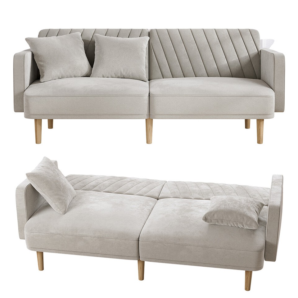 Modern Velvet Streak 2-Seater Futon Sofa 75" Couches with Adjustable Back Design | eBay
