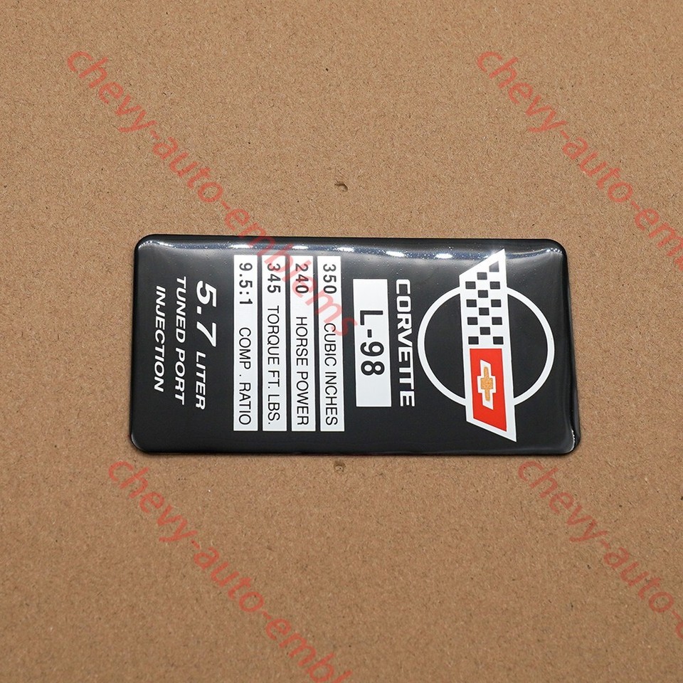 1Pc 84-96 C4 L98 Engine ID Spec Data Plate Console Ashtray Emblems ...