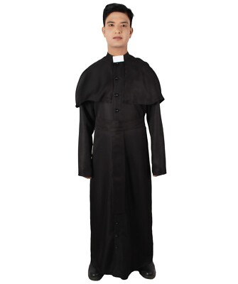 HPO Adult Men’s Priest Black Cassock Clerical Collar & Shoulder Mantle ...