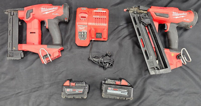 Milwaukee 2749-20 & 2841-20 Nailer Combo With Charger & 2 batteries | eBay