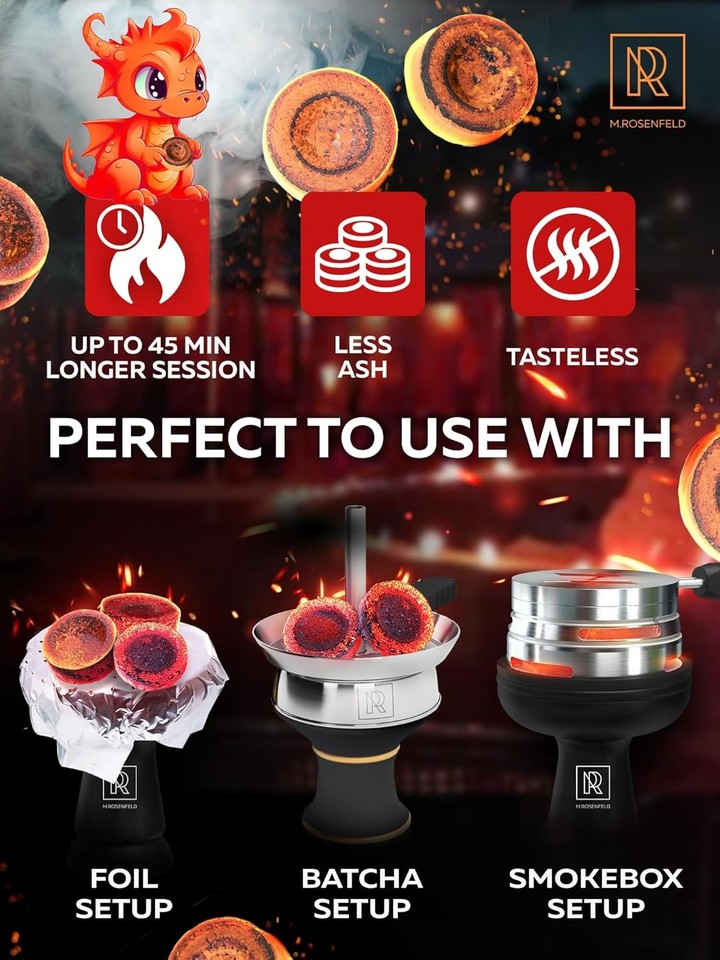 60 pcs Quick Light Hookah Coals - 33mm Charcoal Tablets for Incense ...