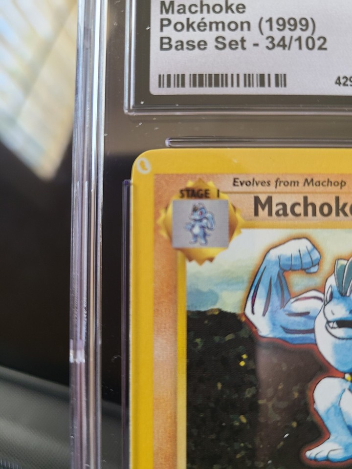 Pokémon TCG Machoke Base Set 34/102 Regular Unlimited Printer Hickey ...